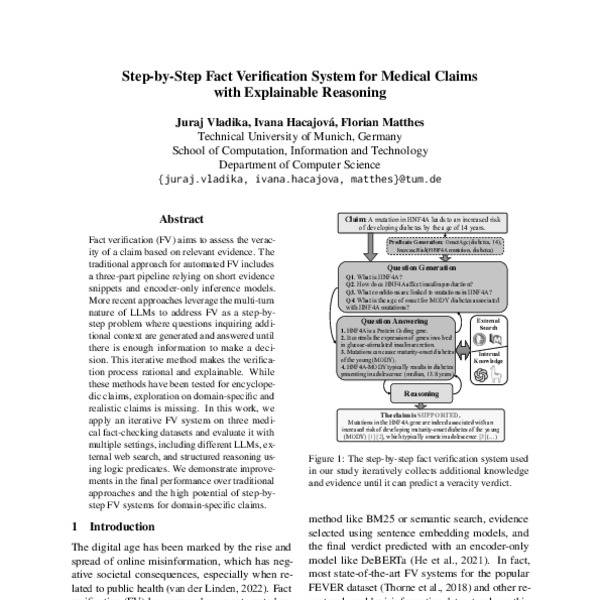 Step-by-Step Fact Verification System for Medical Claims with Explainable Reasoning - ACL Anthology