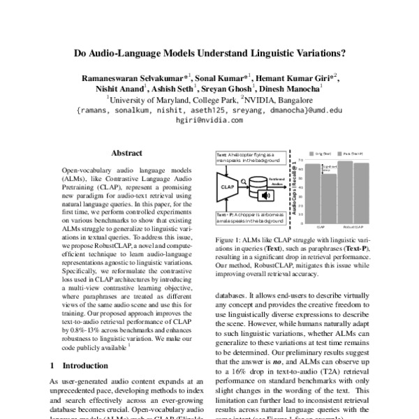 Do Audio-Language Models Understand Linguistic Variations? - ACL Anthology