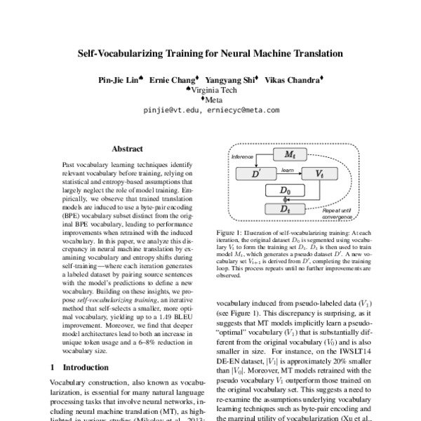 Self-Vocabularizing Training for Neural Machine Translation - ACL Anthology
