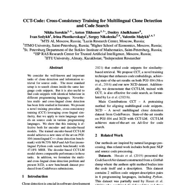 CCT-Code: Cross-Consistency Training for Multilingual Clone Detection and Code Search - ACL ...