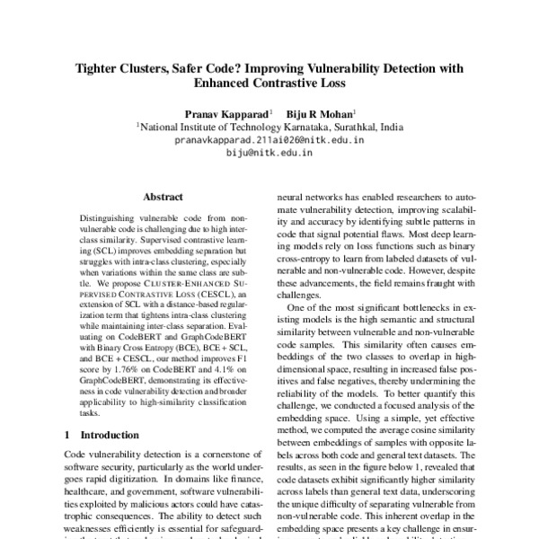 Tighter Clusters, Safer Code? Improving Vulnerability Detection with Enhanced Contrastive Loss ...