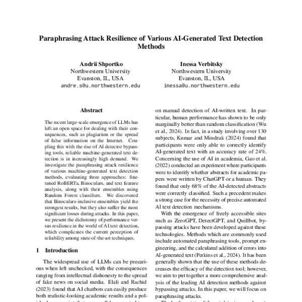 Paraphrasing Attack Resilience Of Various Machine Generated Text Detection Methods Acl Anthology