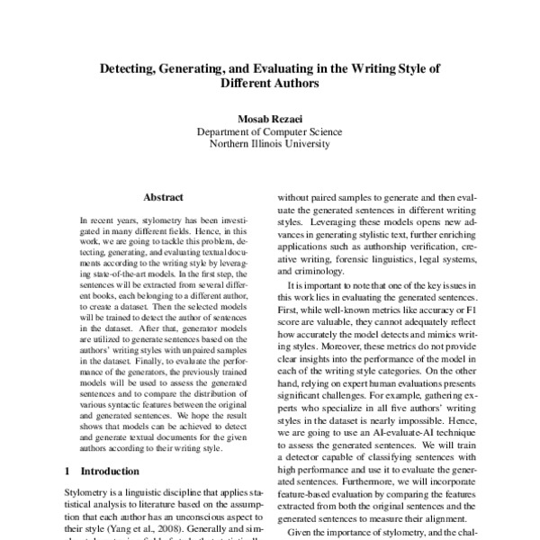 Detecting, Generating, and Evaluating in the Writing Style of Different ...