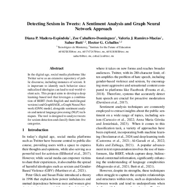 Detecting Sexism in Tweets: A Sentiment Analysis and Graph Neural Network Approach - ACL Anthology