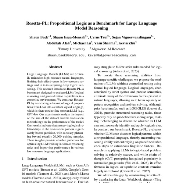 Rosetta-PL: Propositional Logic as a Benchmark for Large Language Model Reasoning - ACL Anthology