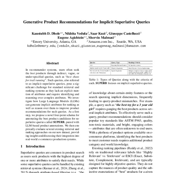 Generative Product Recommendations for Implicit Superlative Queries - ACL Anthology