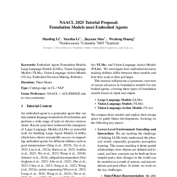 Foundation Models Meet Embodied Agents - ACL Anthology