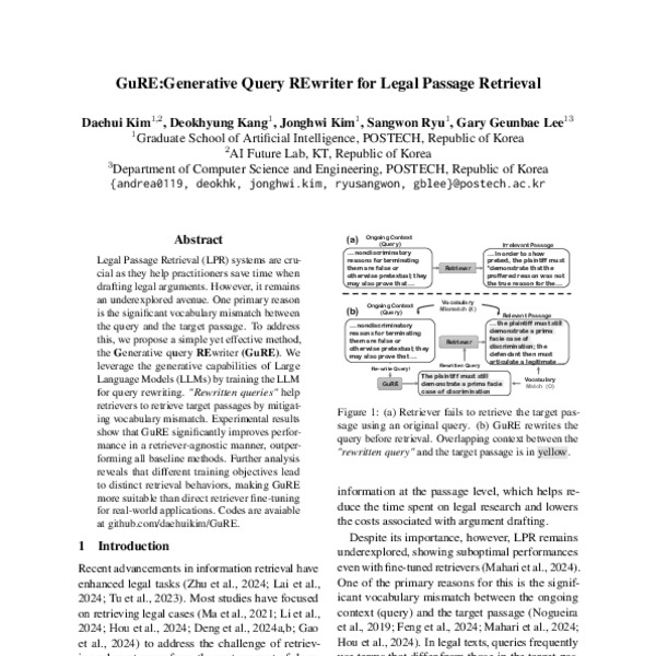 GuRE:Generative Query REwriter for Legal Passage Retrieval - ACL Anthology