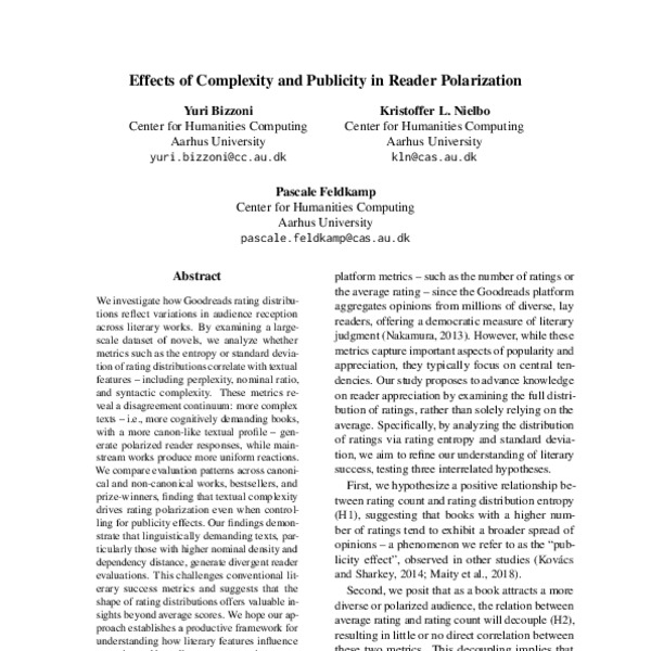Effects of Publicity and Complexity in Reader Polarization - ACL Anthology