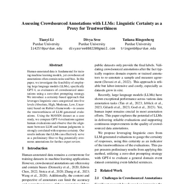 Assessing Crowdsourced Annotations with LLMs: Linguistic Certainty as a Proxy for ...