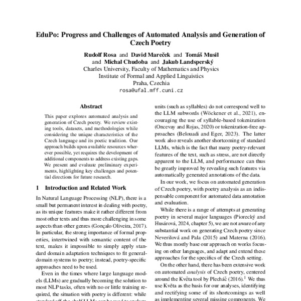 EduPo: Progress and Challenges of Automated Analysis and Generation of ...