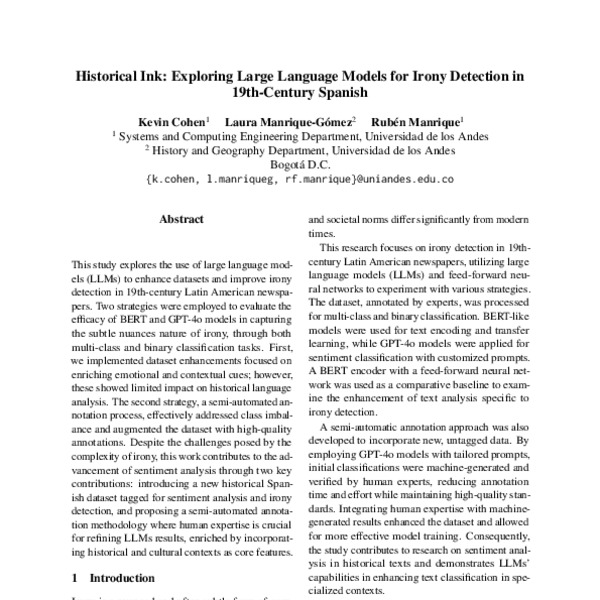 Historical Ink: Exploring Large Language Models for Irony Detection in 19th-Century Spanish ...