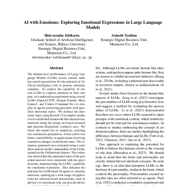 AI with Emotions: Exploring Emotional Expressions in Large Language Models - ACL Anthology