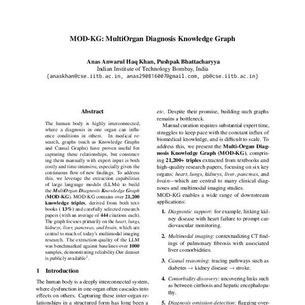 MOD-KG: MultiOrgan Diagnosis Knowledge Graph - ACL Anthology