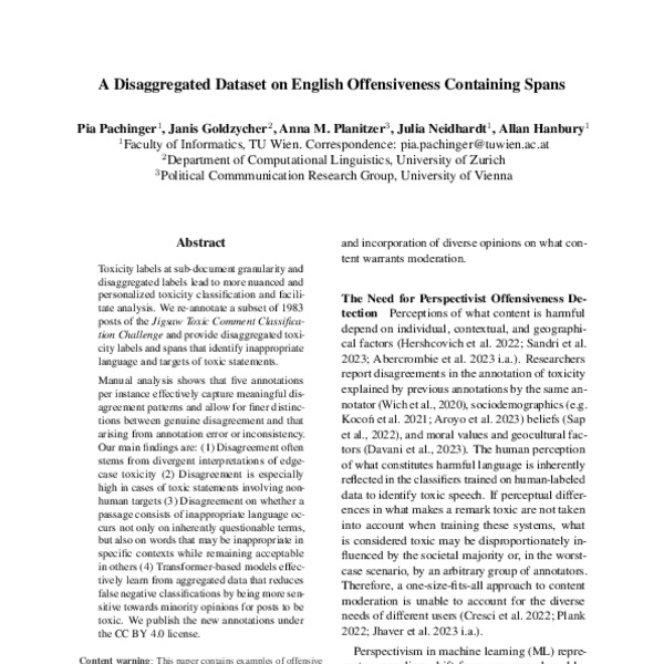 A Disaggregated Dataset on English Offensiveness Containing Spans - ACL ...