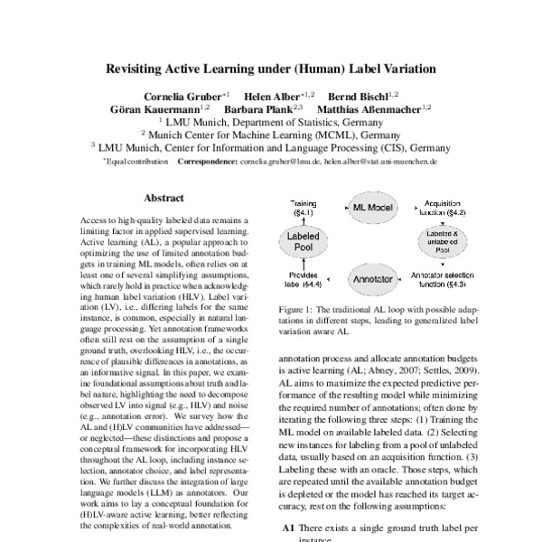Revisiting Active Learning under (Human) Label Variation - ACL Anthology