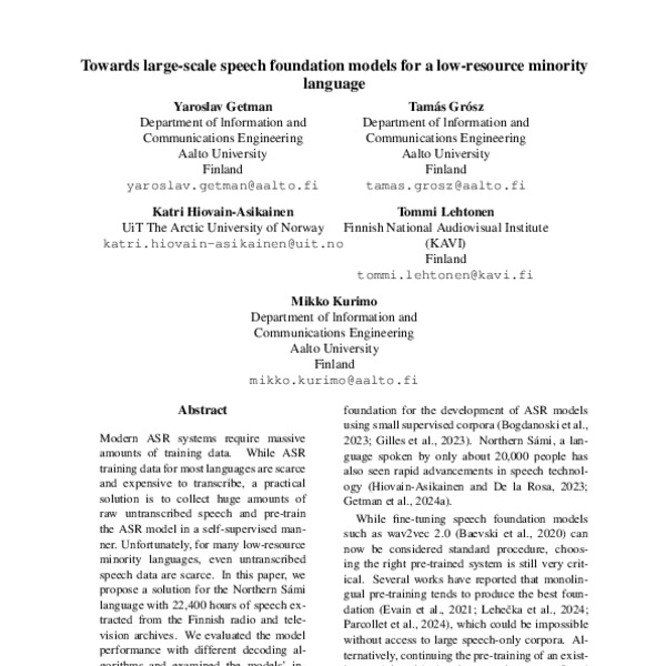 Towards large-scale speech foundation models for a low-resource ...