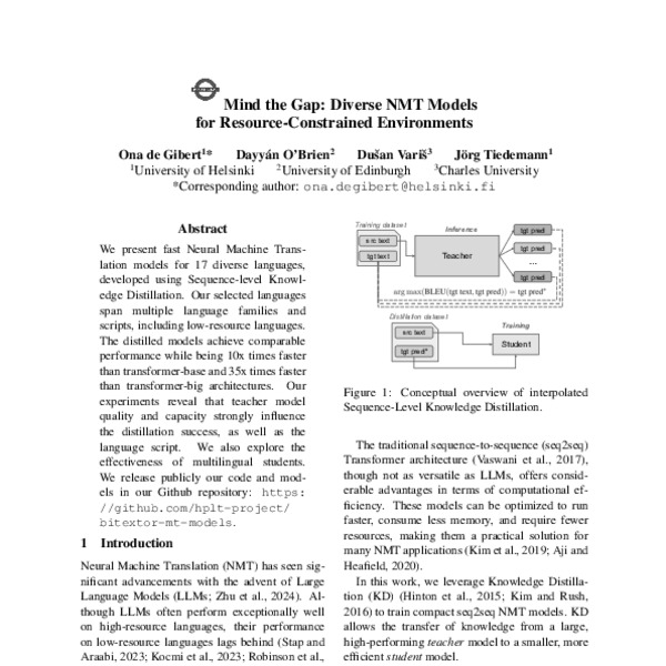 Mind the Gap: Diverse NMT Models for Resource-Constrained Environments - ACL Anthology