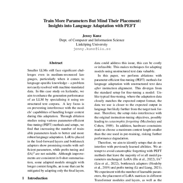 Train More Parameters But Mind Their Placement: Insights into Language Adaptation with PEFT ...