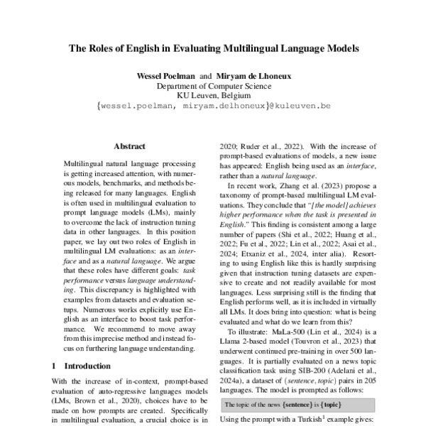 The Roles of English in Evaluating Multilingual Language Models - ACL Anthology