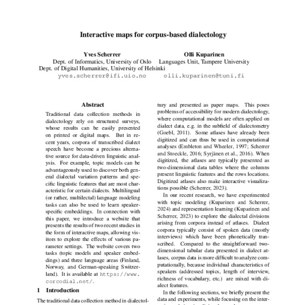 Interactive maps for corpus-based dialectology - ACL Anthology