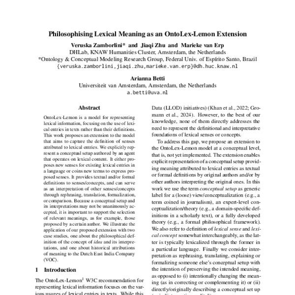 Philosophising Lexical Meaning as an OntoLex-Lemon Extension - ACL ...