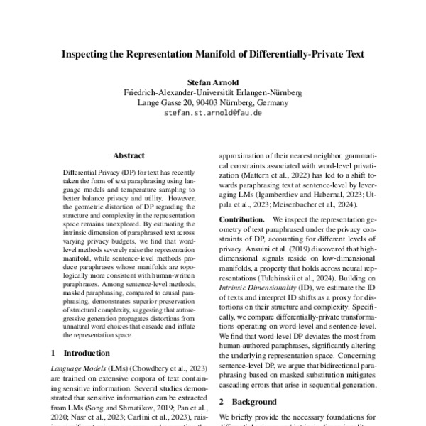 Inspecting the Representation Manifold of Differentially-Private Text - ACL Anthology