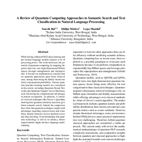 A Review of Quantum Computing Approaches to Semantic Search and Text ...