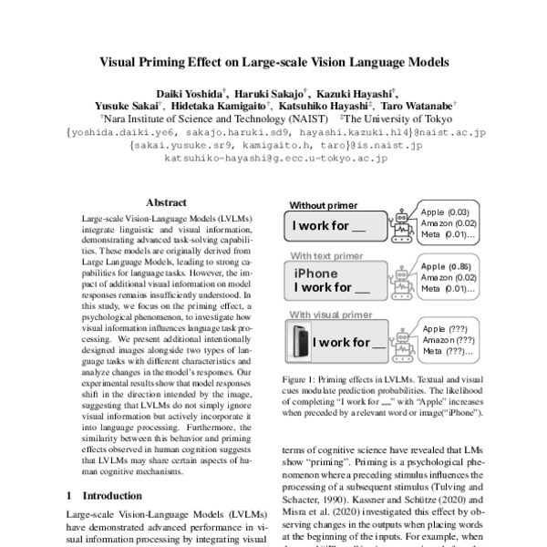 Visual Priming Effect on Large-scale Vision Language Models - ACL Anthology