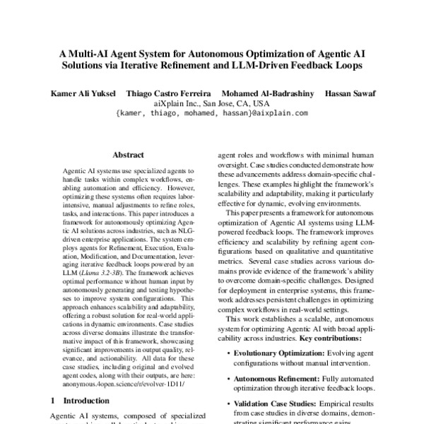 A Multi Ai Agent System For Autonomous Optimization Of Agentic Ai