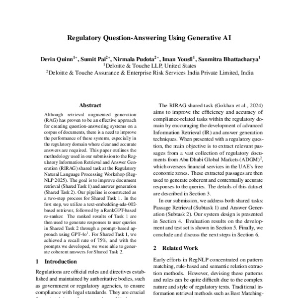 Regulatory Question-Answering using Generative AI - ACL Anthology