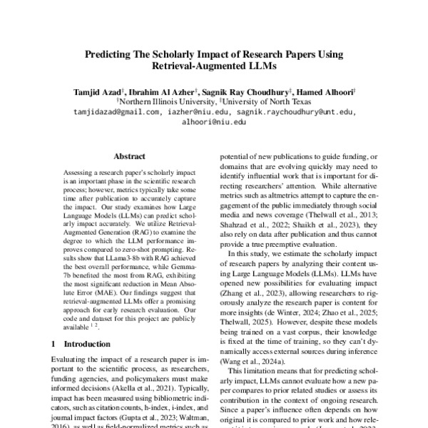 Predicting The Scholarly Impact of Research Papers Using Retrieval ...