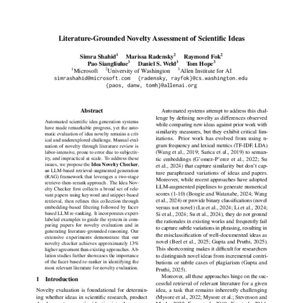 Literature-Grounded Novelty Assessment of Scientific Ideas - ACL Anthology