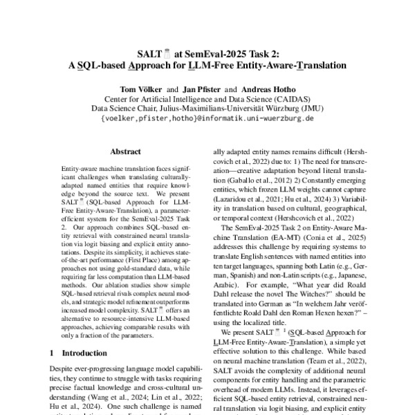 SALT at SemEval-2025 Task 2: A SQL-based Approach for LLM-Free Entity-Aware-Translation - ACL ...