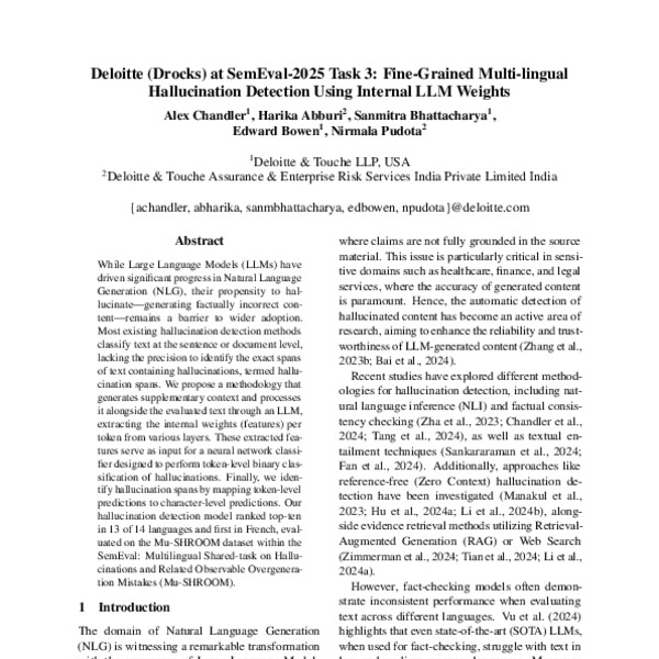 Deloitte (Drocks) at SemEval-2025 Task 3: Fine-Grained Multi-lingual ...