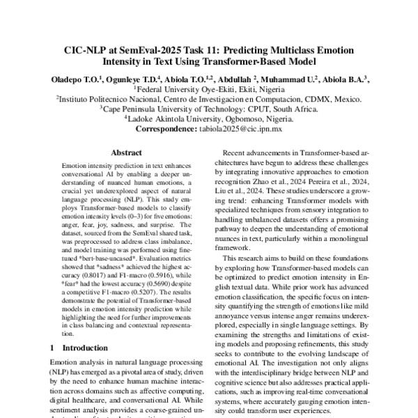 Predicting Emotion Intensity in Text Using Transformer-Based Models - ACL Anthology
