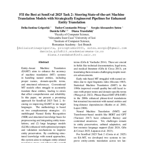 FII the Best at SemEval 2025 Task 2: Steering State-of-the-art Machine Translation Models with ...