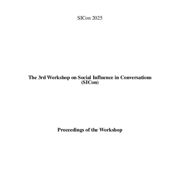 Proceedings of the Third Workshop on Social Influence in Conversations ...