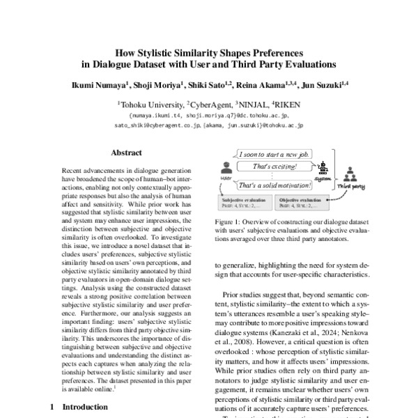 How Stylistic Similarity Shapes Preferences in Dialogue Dataset with ...