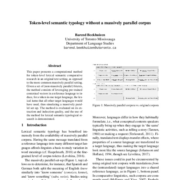 Token-level semantic typology without a massively parallel corpus - ACL ...