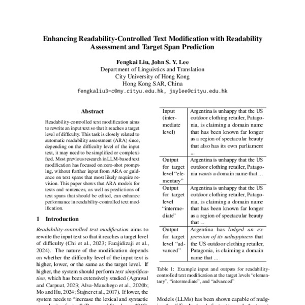 Enhancing Readability-Controlled Text Modification with Readability ...