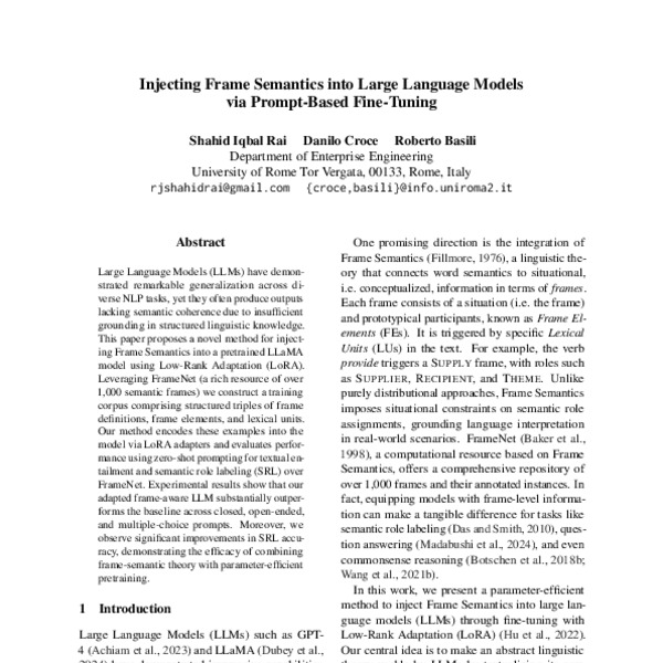 Injecting Frame Semantics into Large Language Models via Prompt-Based Fine-Tuning - ACL Anthology