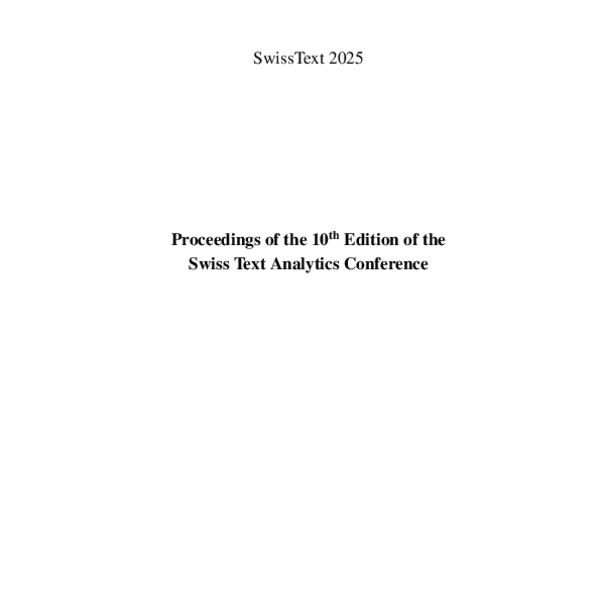 Proceedings of the 10th edition of the Swiss Text Analytics Conference ...