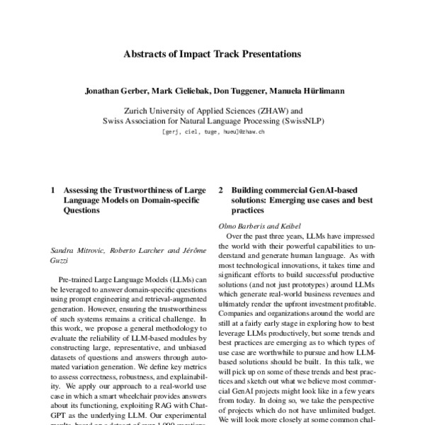 Abstracts of Impact Track Presentations - ACL Anthology