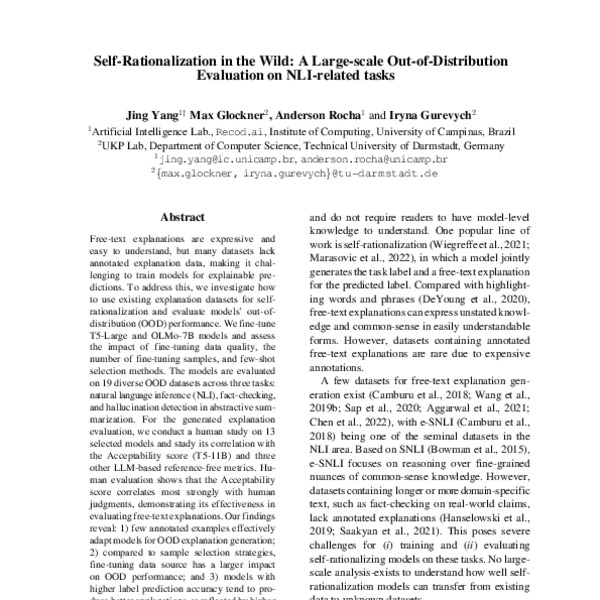 Self-Rationalization in the Wild: A Large-scale Out-of-Distribution ...