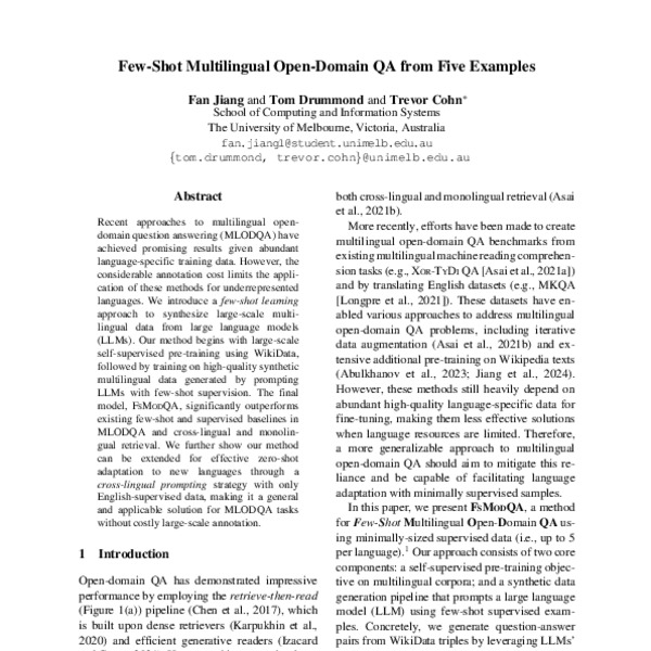 Few-Shot Multilingual Open-Domain QA from Five Examples - ACL Anthology