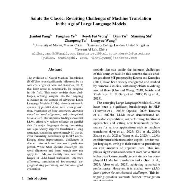 Salute the Classic: Revisiting Challenges of Machine Translation in the Age of Large Language ...