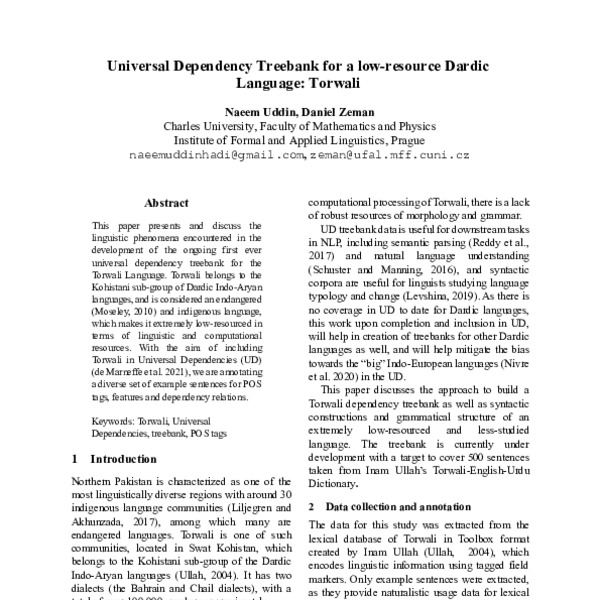 Universal Dependency Treebank for a low-resource Dardic Language ...