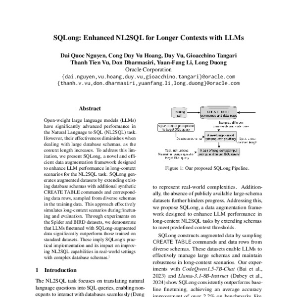 SQLong: Enhanced NL2SQL for Longer Contexts with LLMs - ACL Anthology