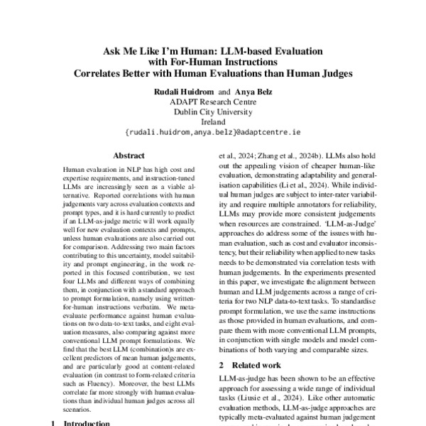 Ask Me Like I’m Human: LLM-based Evaluation with For-Human Instructions ...
